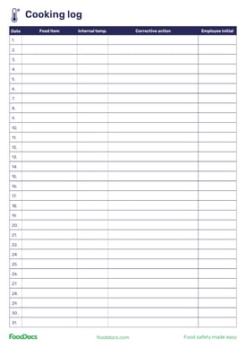 Cooking Log | Download Free Template