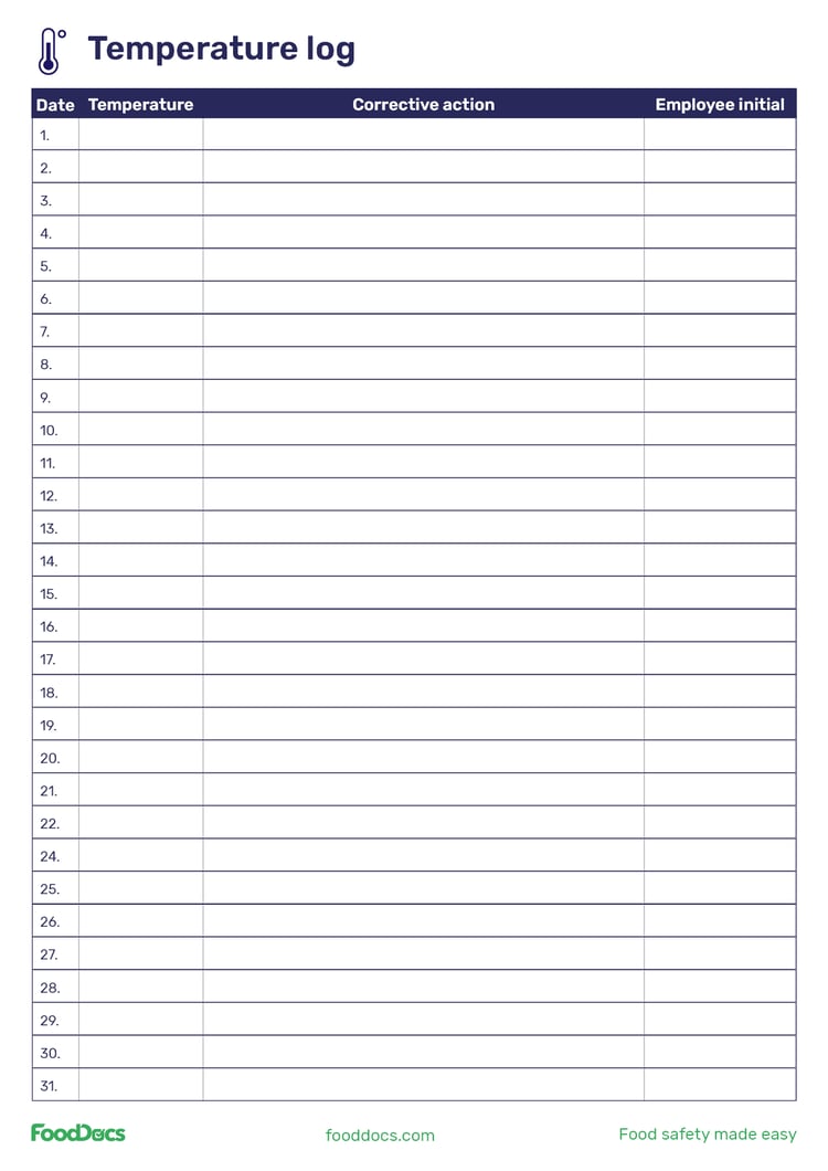 Temperature Log Sheet | Download Free Template