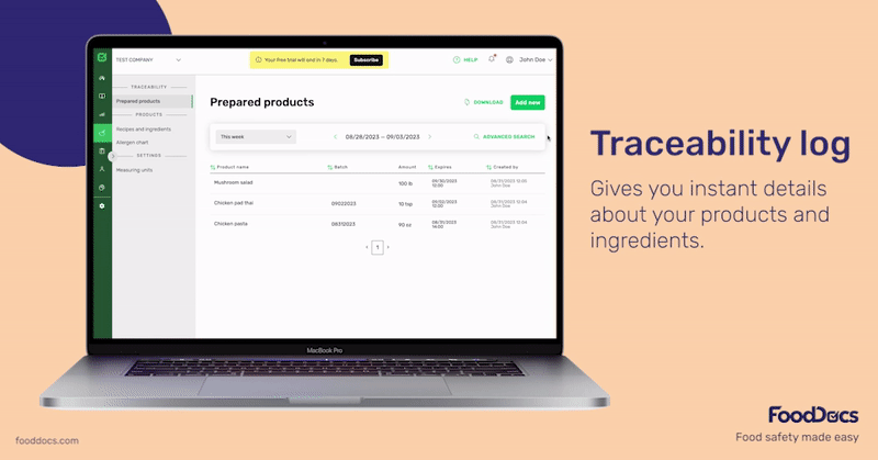 Food Traceability Logs: Delivery, Ingredient, Dispatch | Free Download