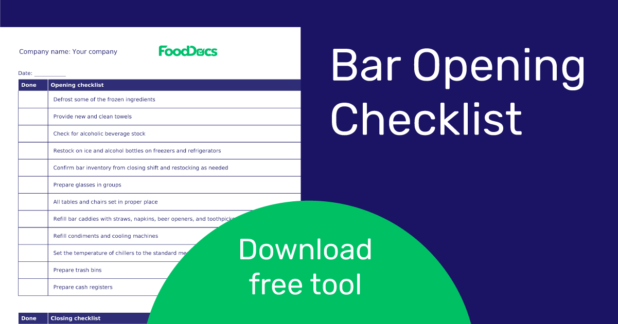 Bar Opening and Closing Checklist | Download Free Tool