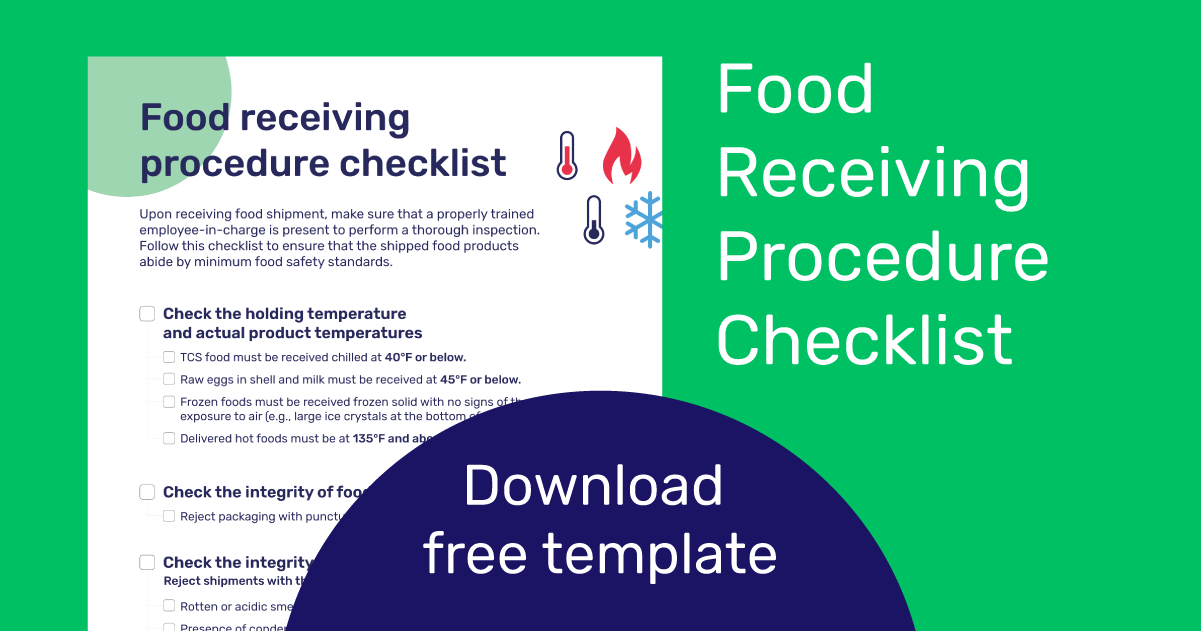 Food Receiving Procedure Checklist | Download Free Poster
