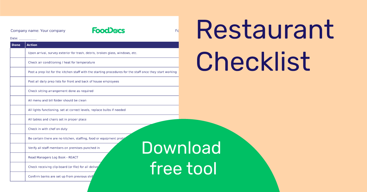 Restaurant Checklist | Download Free Template