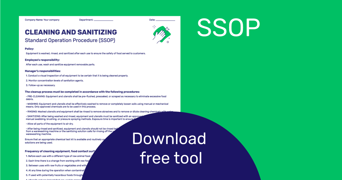 Sanitation Standard Operating Procedures SSOP Template | Free Download